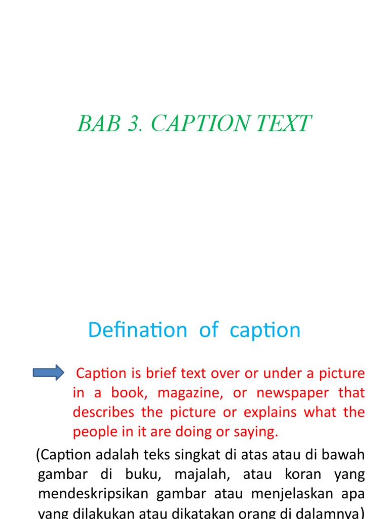 MENGERTIKAN STRUKTUR DAN FUNGSI CAPTION | PDF