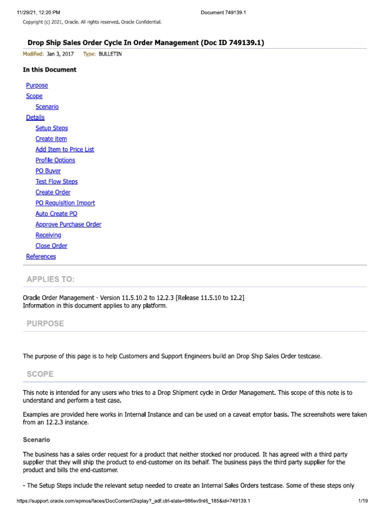 Drop Ship Sales Order Cycle in Order Management | PDF