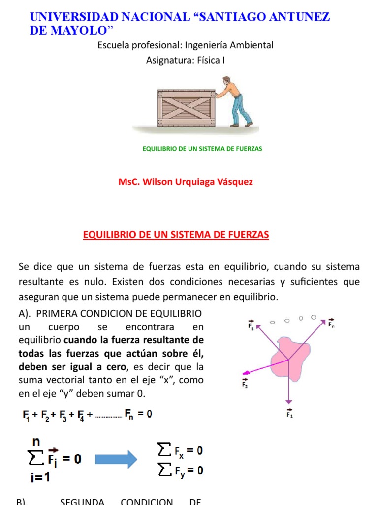Equilibrio de Un Sistema de Fuerzas | PDF | Fricción | Física Aplicada ...
