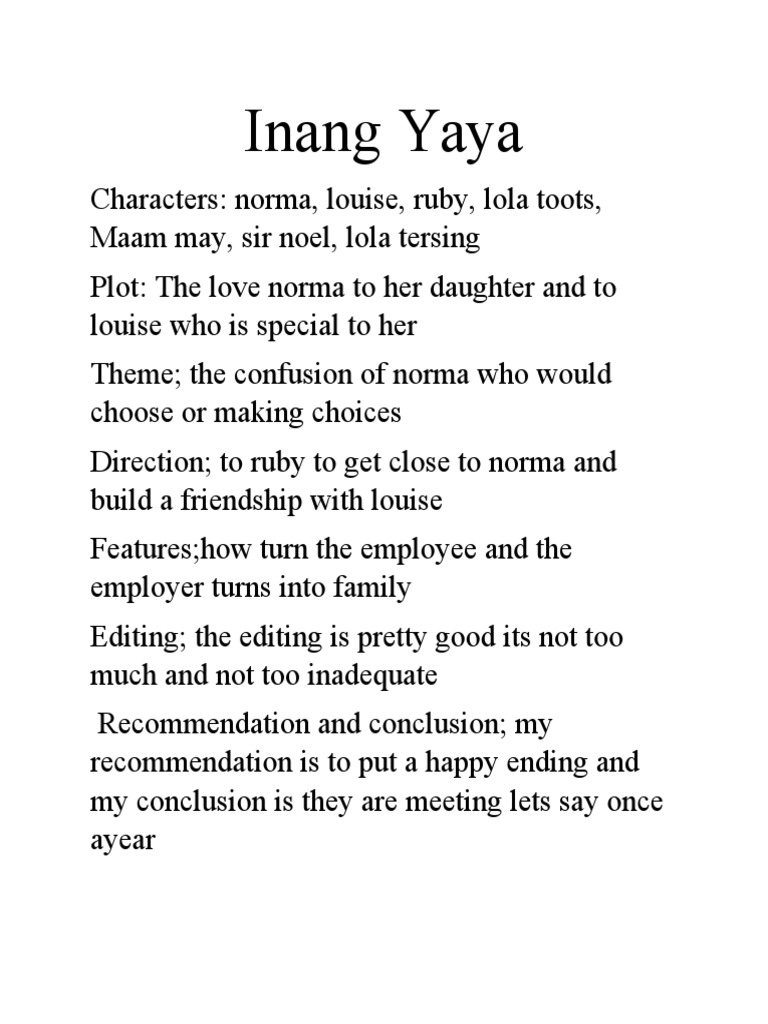 Inang Yaya | PDF