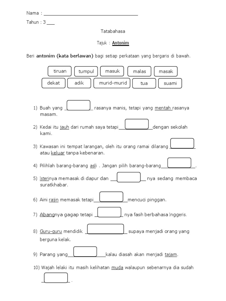 Latihan Antonim GC | PDF