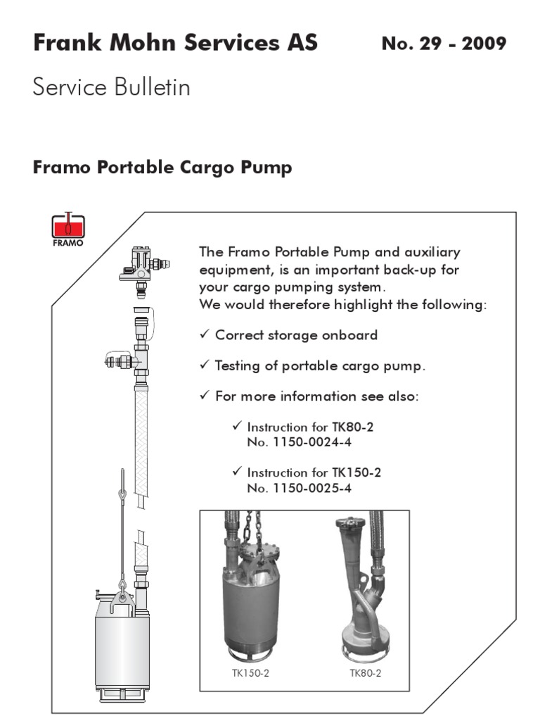 29-FRAMO Portable Cargo Pump | PDF | Pump | Gas Technologies