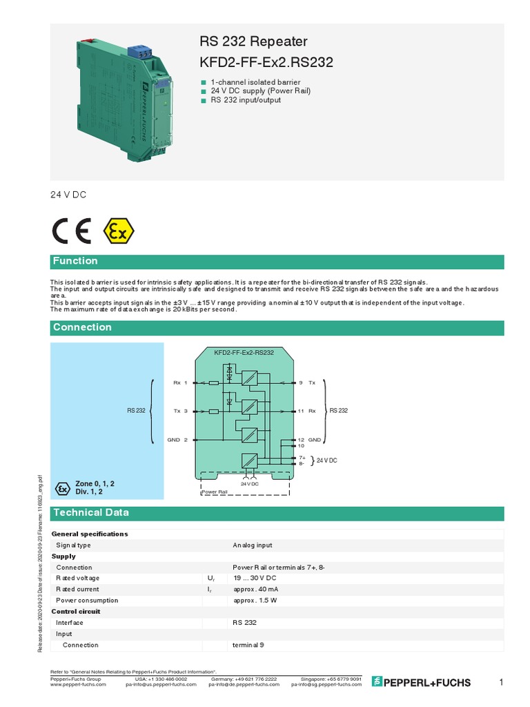 RS 232 Repeater KFD2-FF-Ex2.RS232: Function | PDF | Logic Gate | Input ...