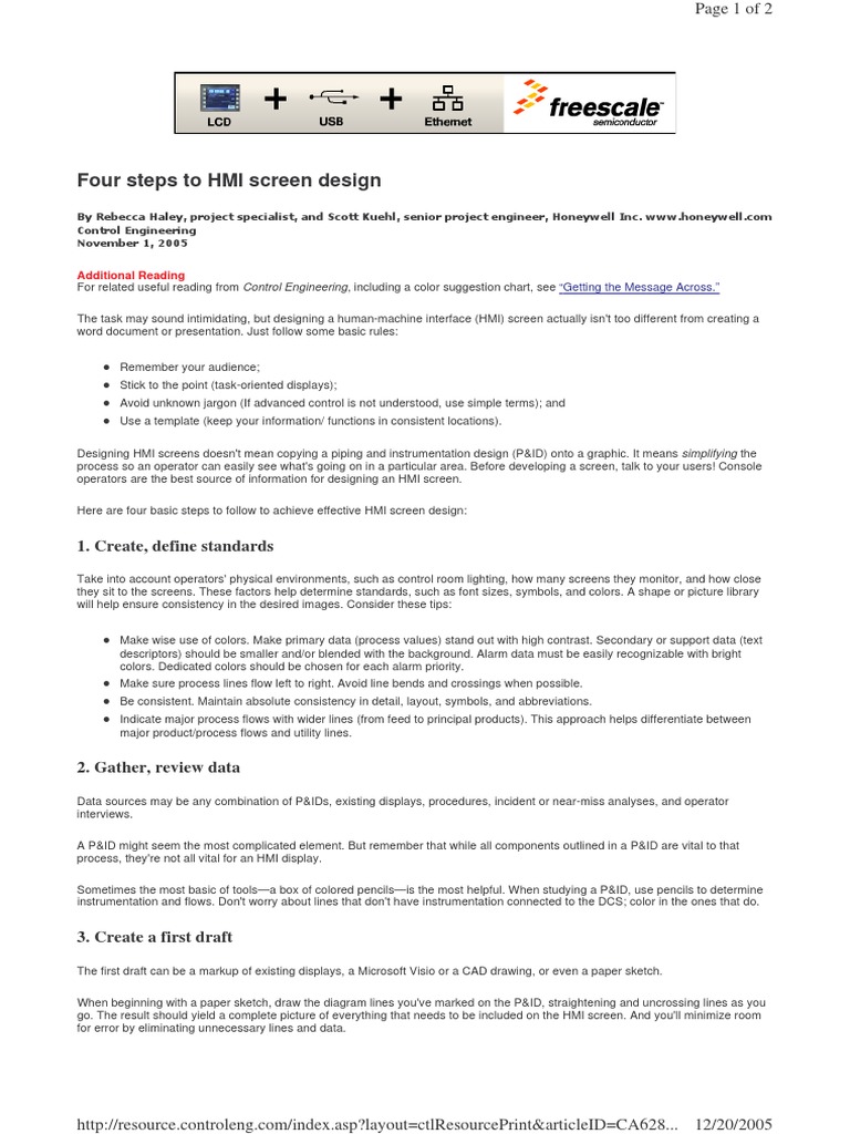 Four Steps To HMI Screen Design: 1. Create, Define Standards | PDF ...