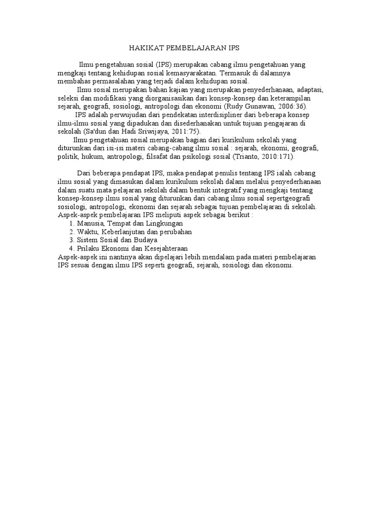 Hakikat Pembelajaran IPS | PDF