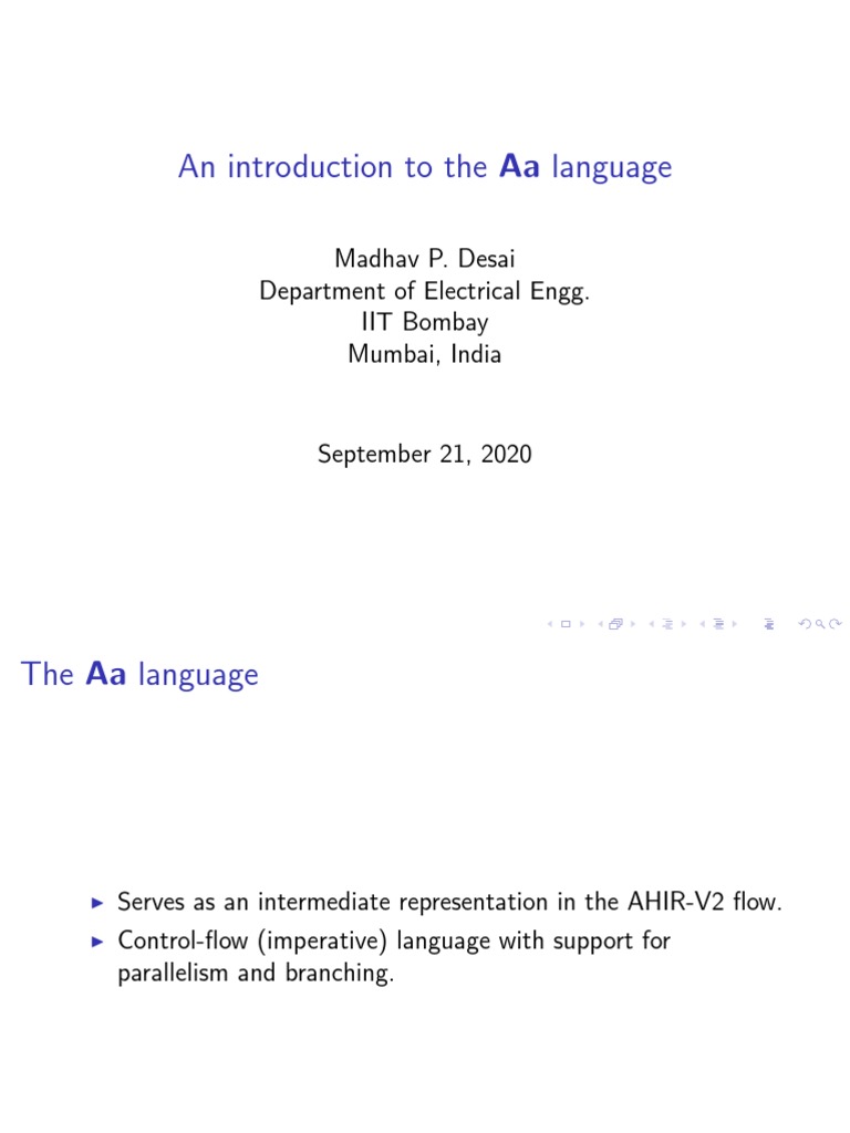 An Introduction To The Aa Language: Madhav P. Desai Department of ...