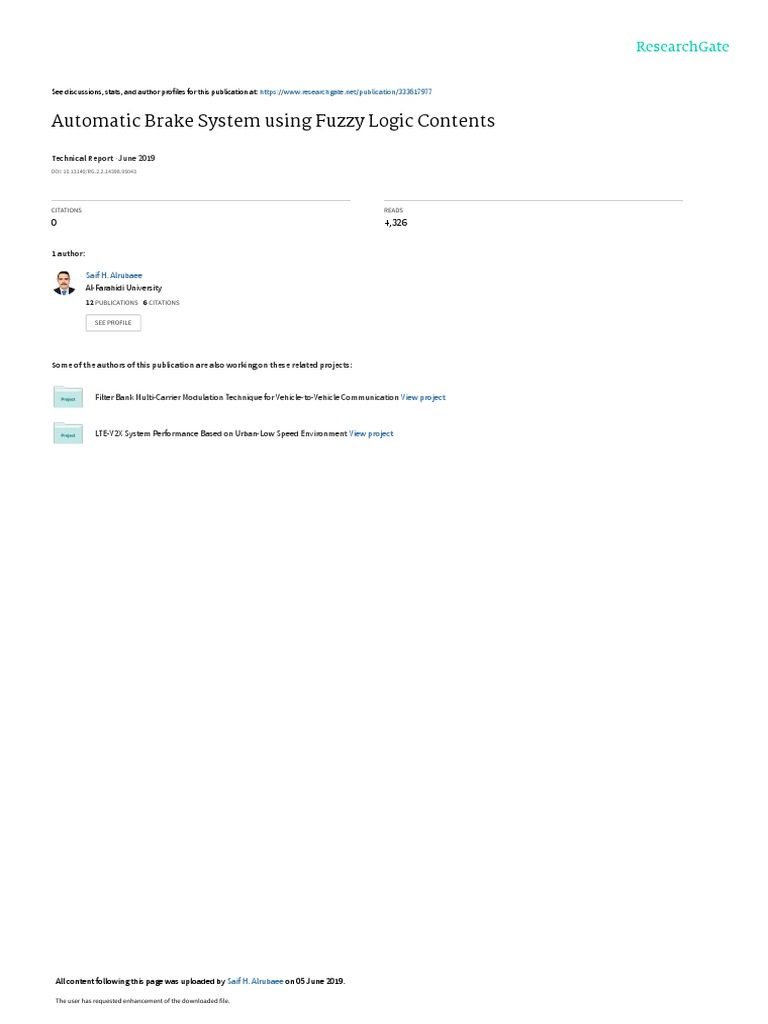 Final Report Automatic Brake System Using Fuzzy Logic | PDF