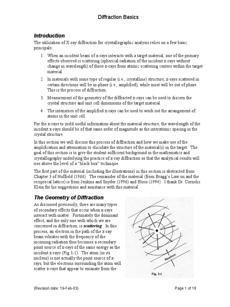 X-Ray Diffraction Basics | PDF | X Ray Crystallography | Diffraction