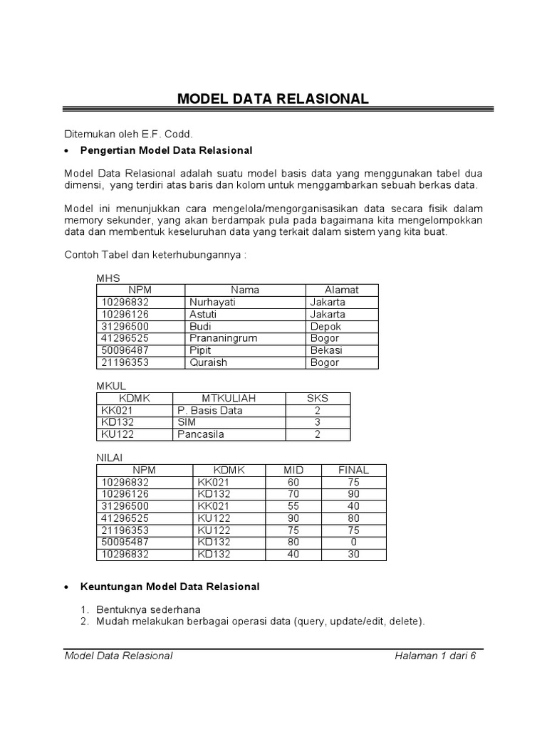 Model Data Relasional | PDF
