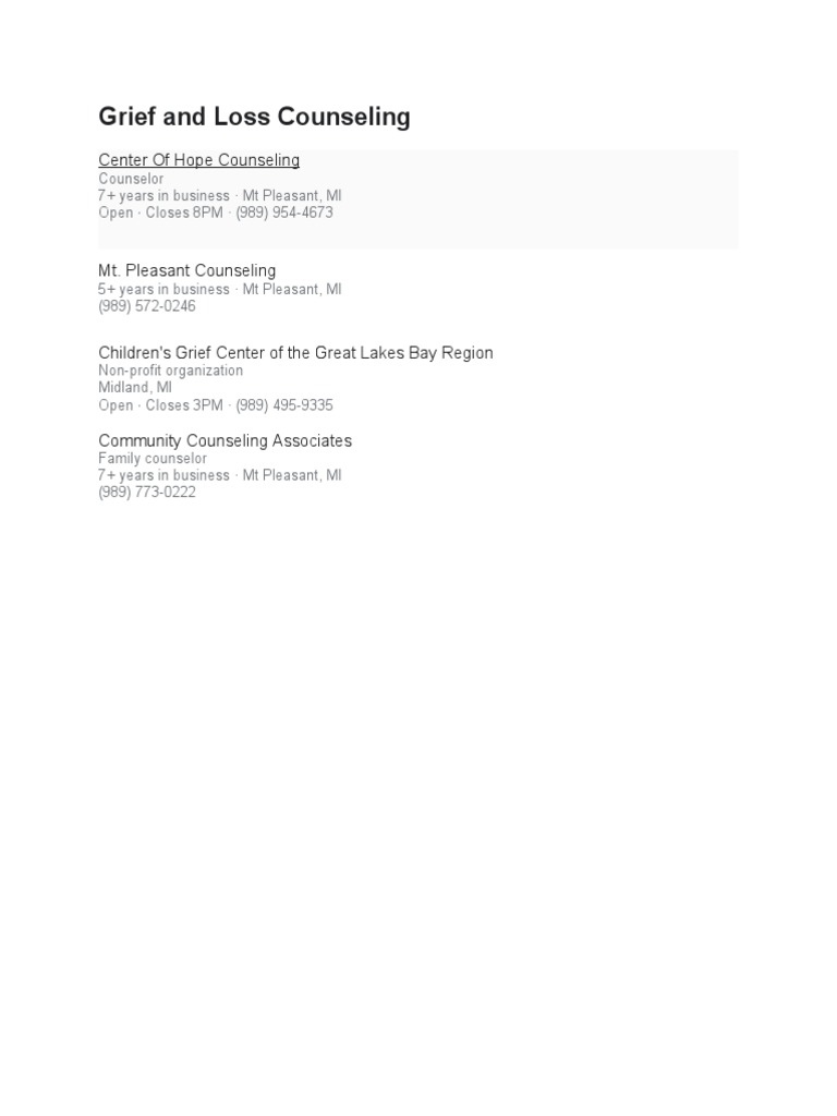 Grief and Loss Counseling | PDF