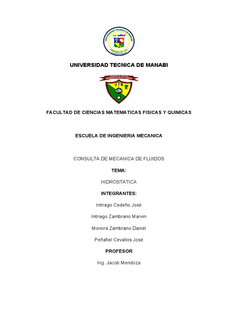 Proyecto de Hidrostatica | PDF | Medida de presión | Presión