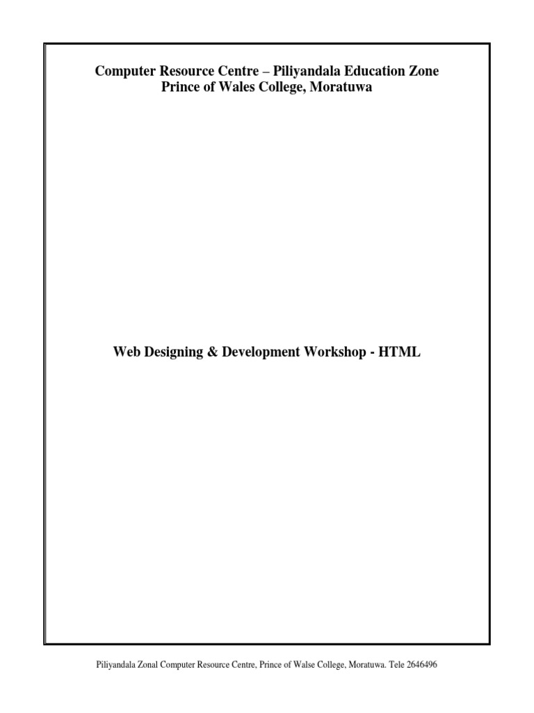 Computer Resource Centre - Piliyandala Education Zone Prince of Wales ...