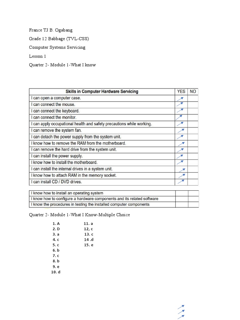 Grade 12 Computer Servicing Module 1 | PDF | Random Access Memory | Bios