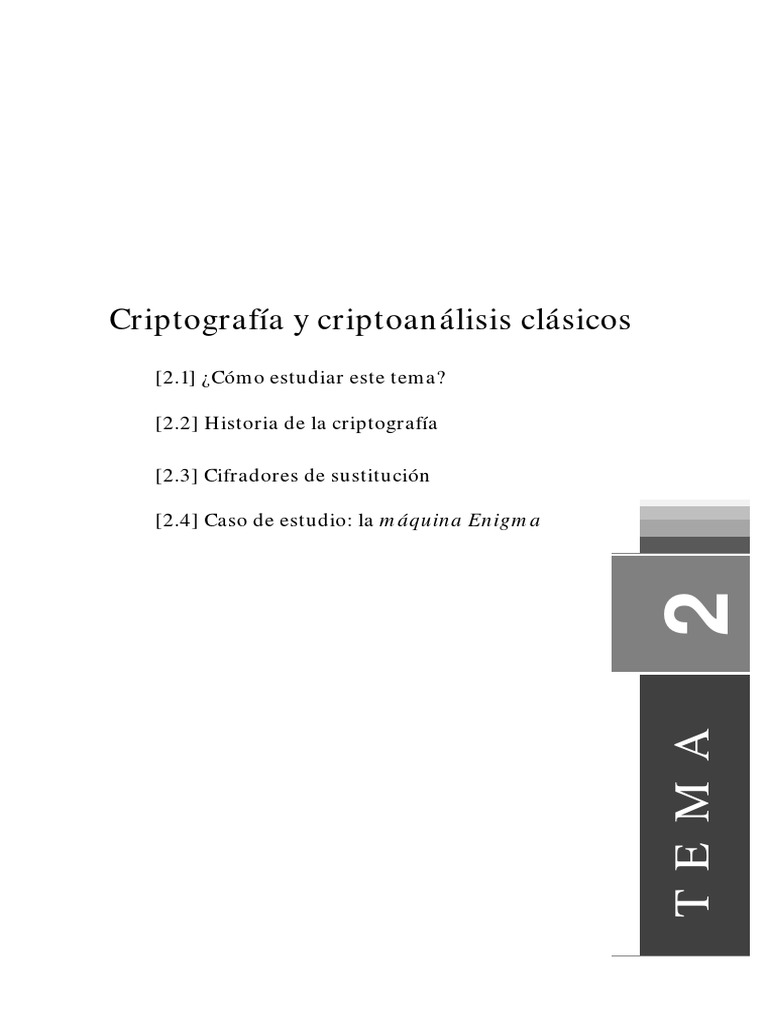 Tema2 Criptografía y Criptoanálisis Clásicos | PDF | Criptografía | Cifrado
