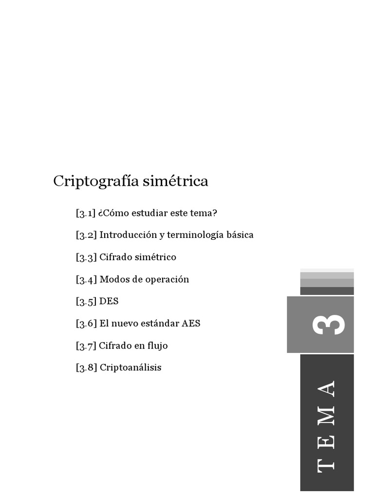 Tema3 Criptografía Simétrica | PDF | Clave (criptografía) | Criptografía