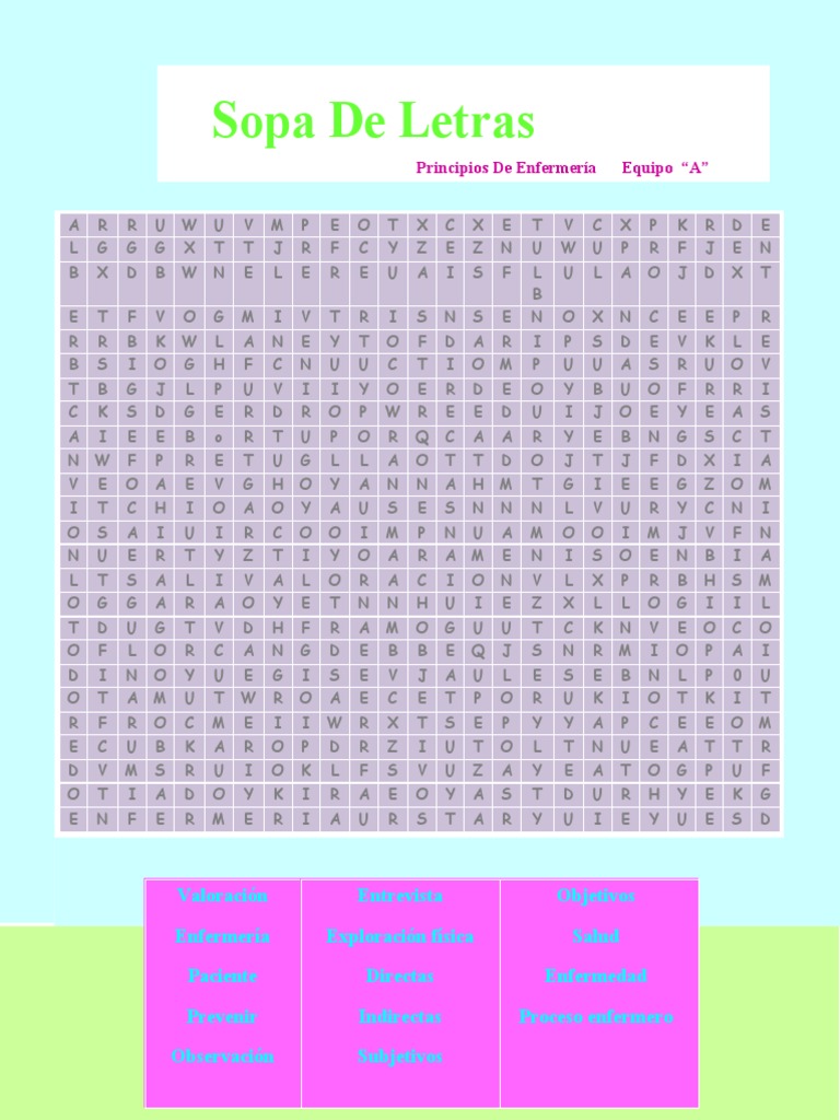 Sopa de Letras Enfermería | PDF | Epidemiología | Enfermedades y trastornos