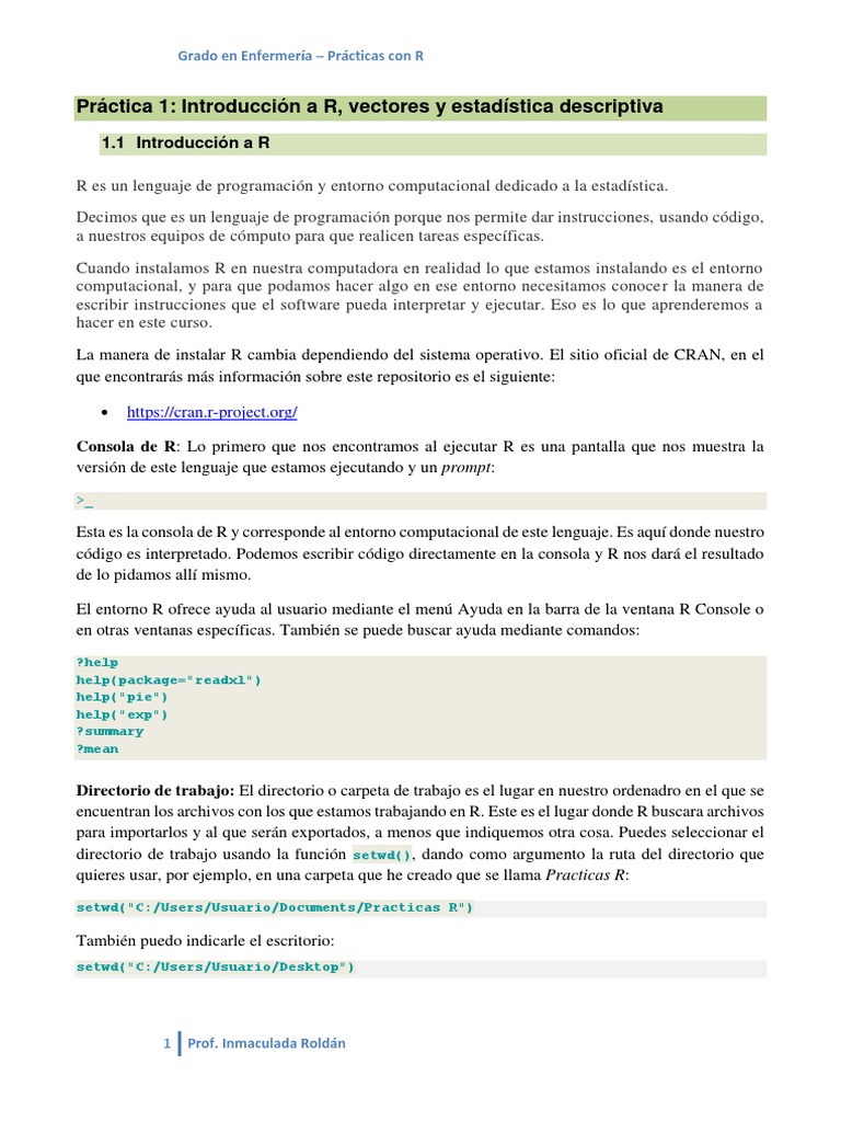 MANUAL 1 Practicas R | PDF
