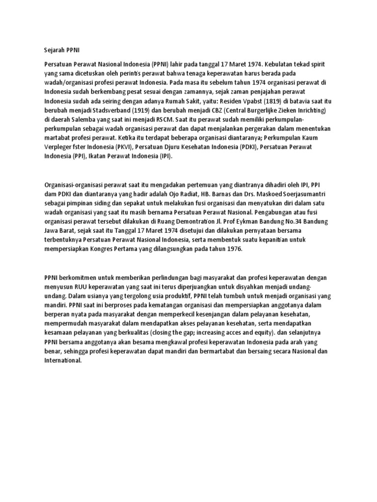 Sejarah PPNI | PDF