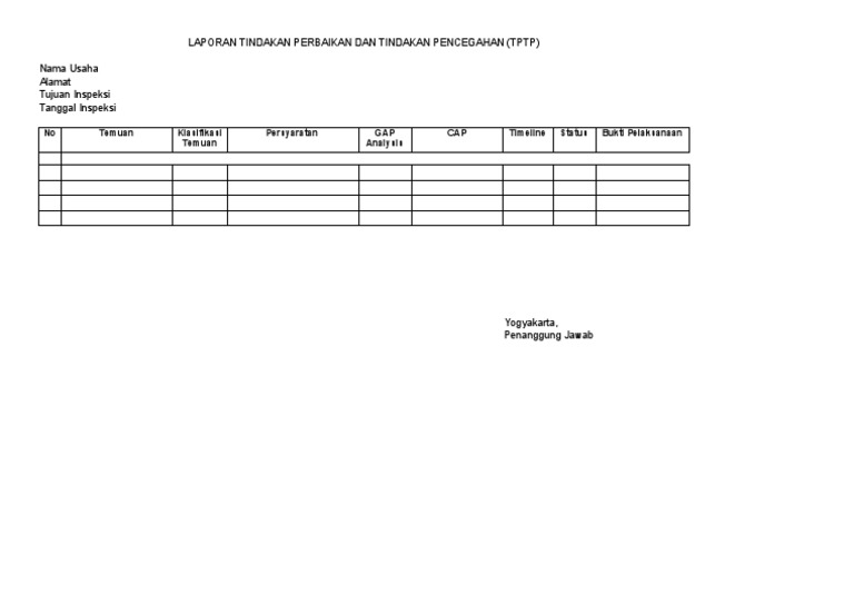 Form Laporan TPTP | PDF