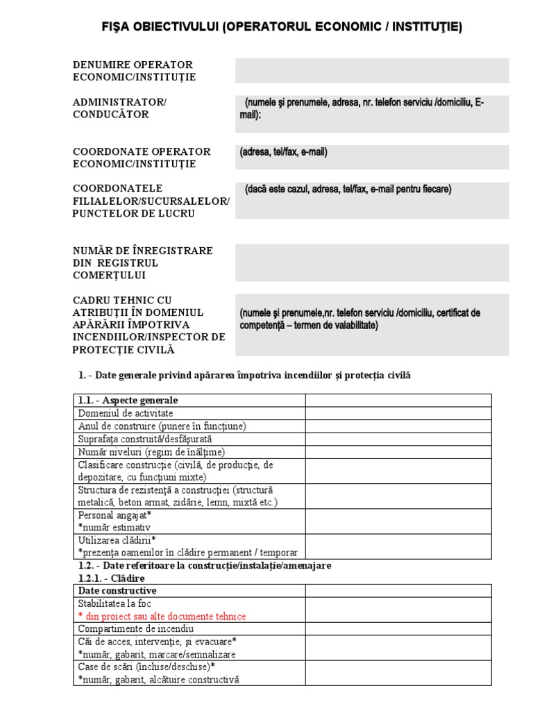 Fisa Obiectivului - Model | PDF