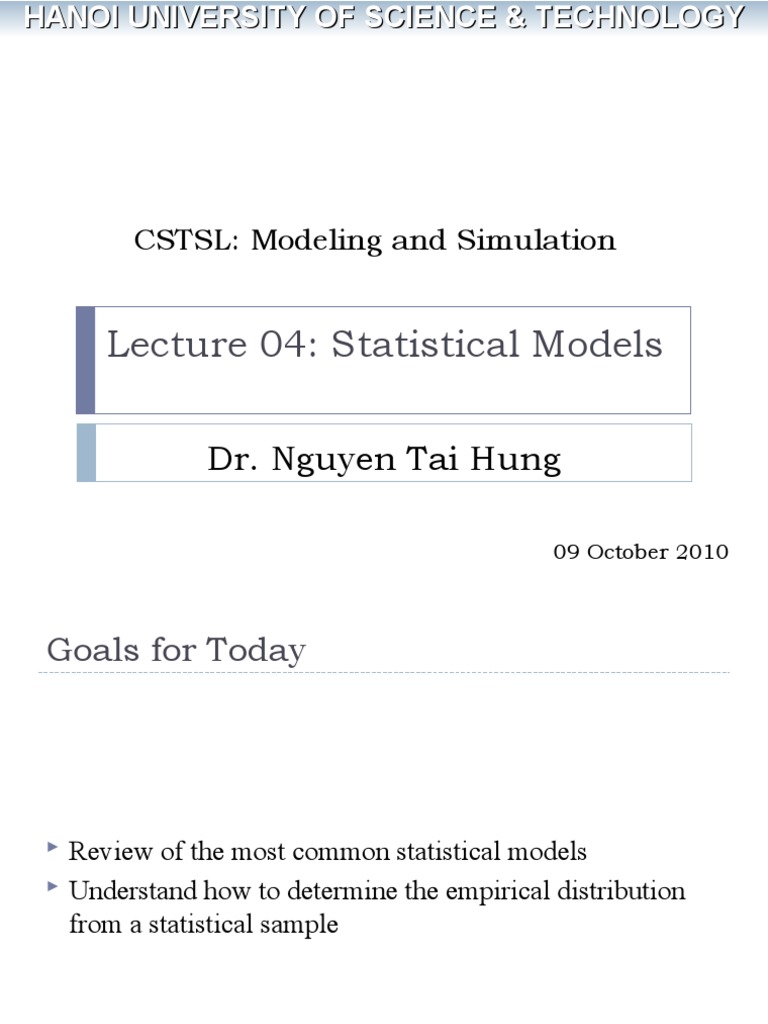 Lecture 04: Statistical Models: Dr. Nguyen Tai Hung | PDF | Probability ...