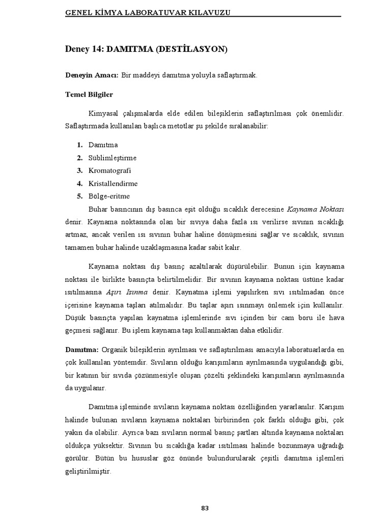 Genel Kimya Lab 10 Hafta | PDF