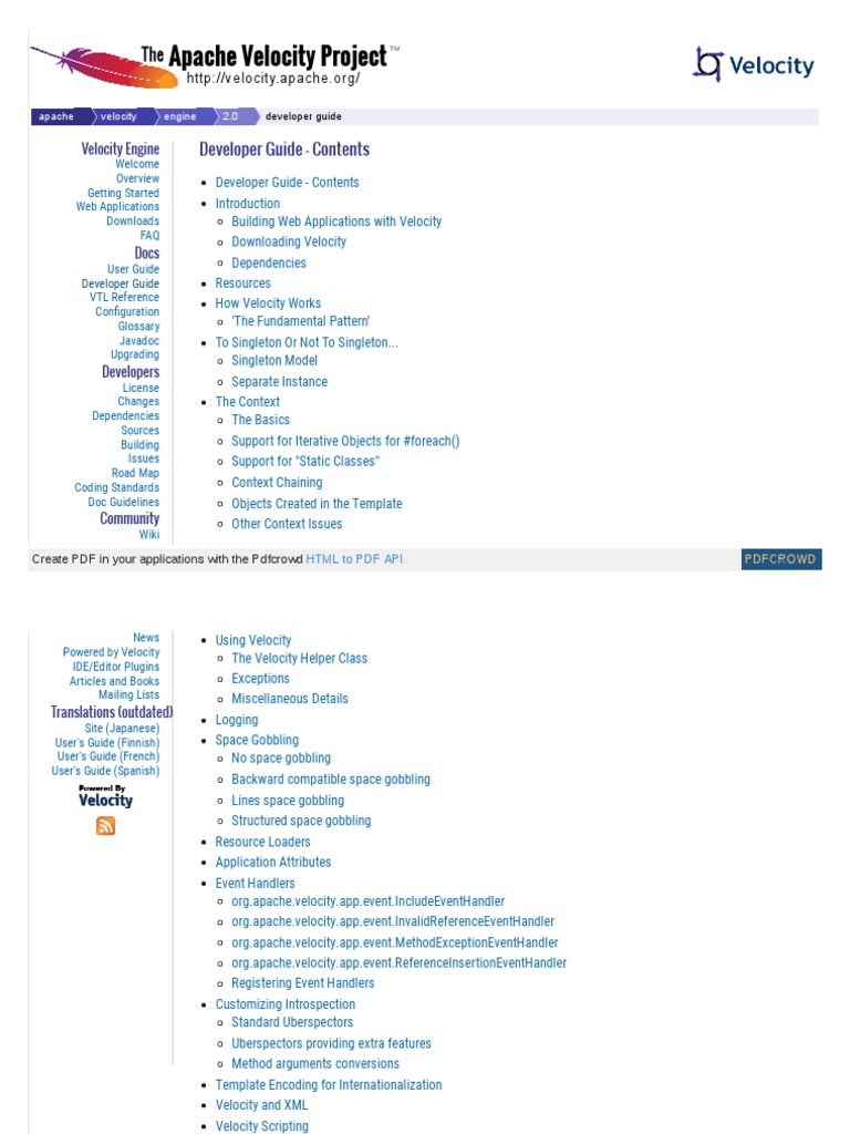 Apache Velocity-Developer Guide | PDF | Class (Computer Programming ...