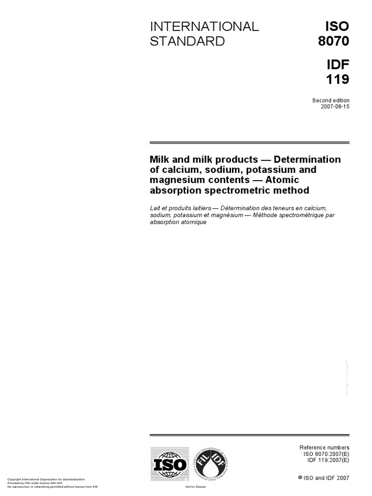 International Standard: ISO 8070 IDF 119 | PDF | International ...