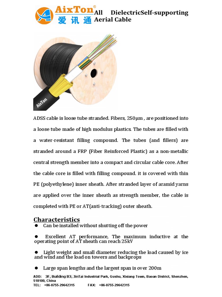 ADSS Fiber Datasheet 12&24&48 | PDF | Optical Fiber | Materials Science