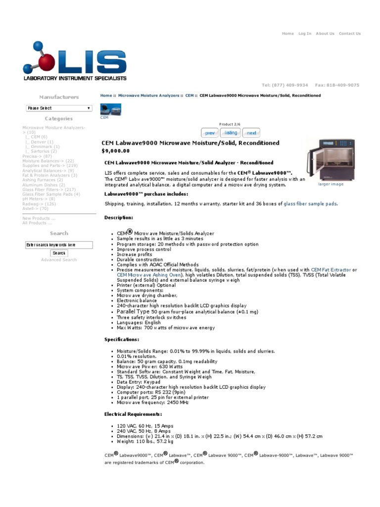 CEM Microwave Labwave9000 Moisture - Solid Analyzer - Reconditioned ...