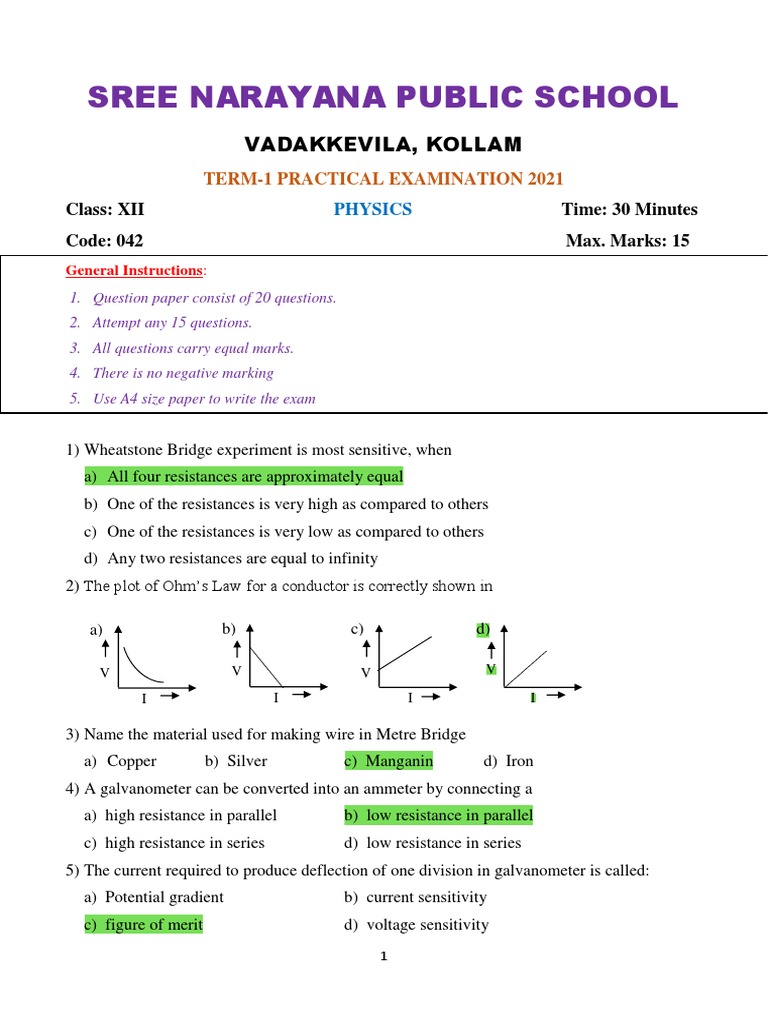 Analysis of Practical Exam Questions on Physics Concepts Related to Electricity and Magnetism ...