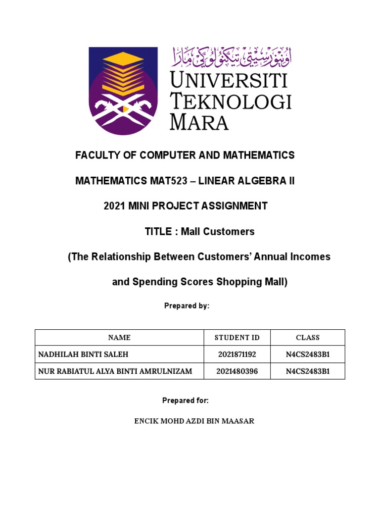 Mini Project Linear Algebra II | Download Free PDF | Ordinary Least ...