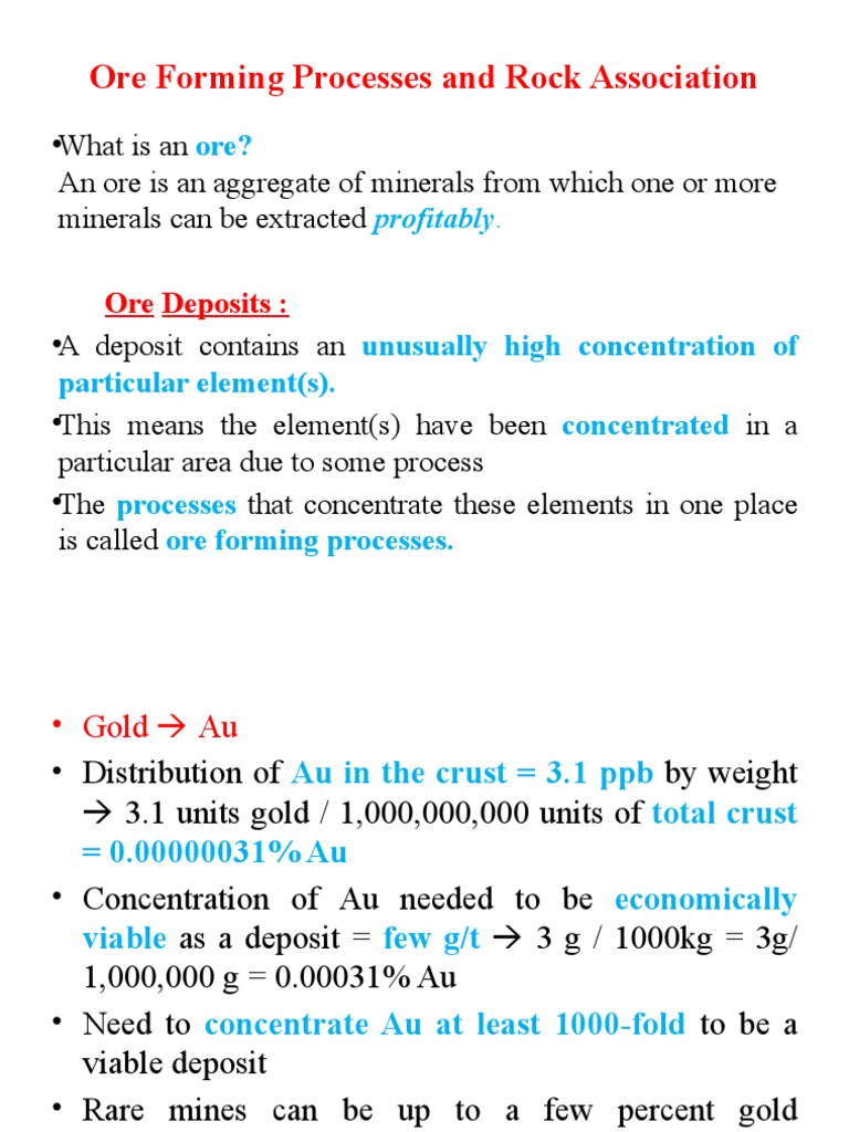 Ore Forming Processes and Rock Association: Profitably | PDF | Rock ...
