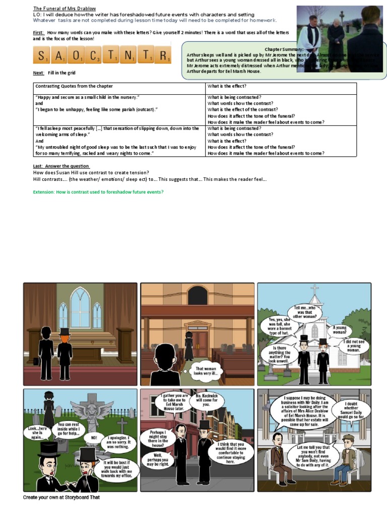 The Funeral of Mrs Drablow Lesson Instructions Simplified | PDF