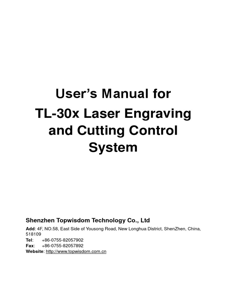 User's Manual For TL-30x Laser Engraving and Cutting Control System ...
