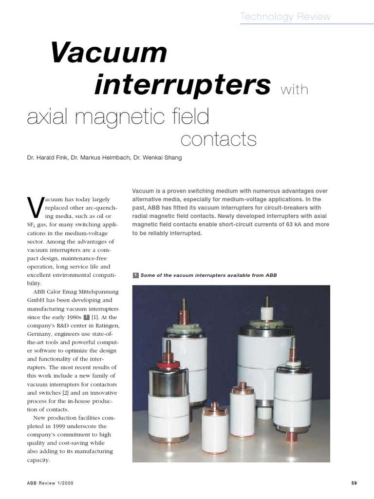 Vacuum Interrupters With Axial Magnetic Field Contacts | PDF | Electric ...
