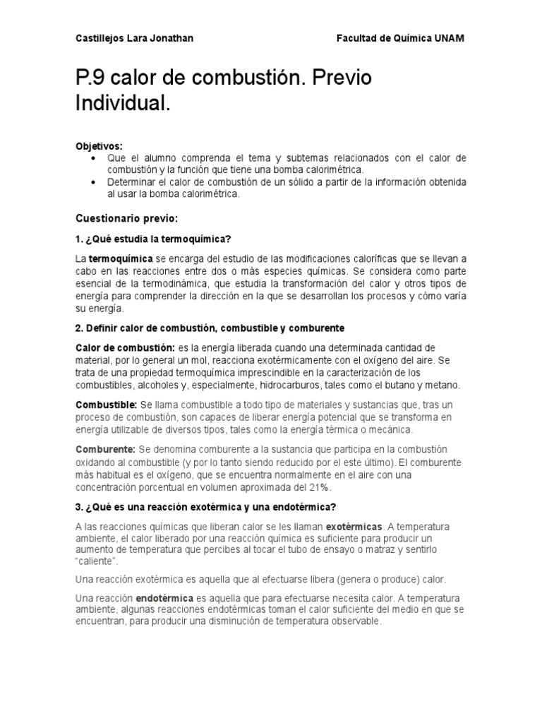 Calor de Combustion | PDF | Combustión | Calor