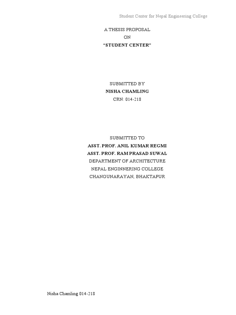 A Thesis Proposal ON: "Student Center" | PDF | Academia | Science