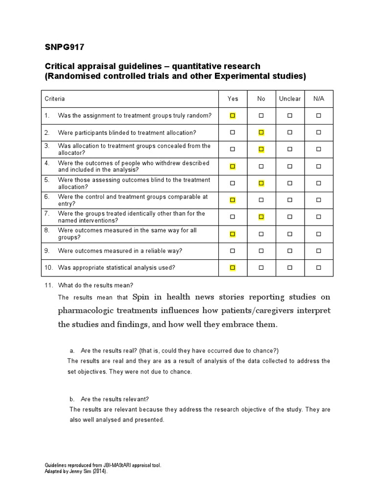 1-Critical Appraisal For RCT and Other Interventional Studies | PDF ...