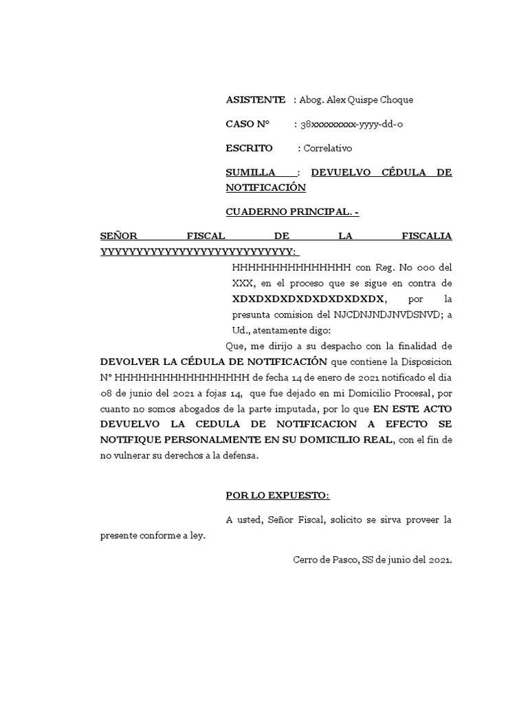 Modelo de Devolucion de Cedula | PDF