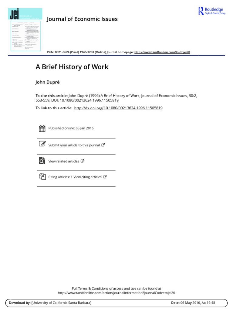 A Brief History of Work | PDF | Labour Economics | Economics
