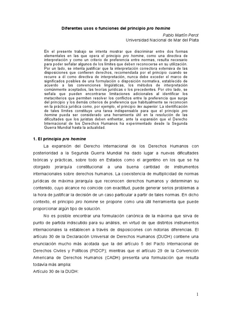 Usos del principio pro homine en Argentina | PDF | Derecho penal ...