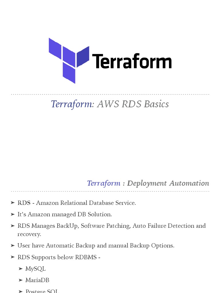 Terraform:: AWS RDS Basics | PDF