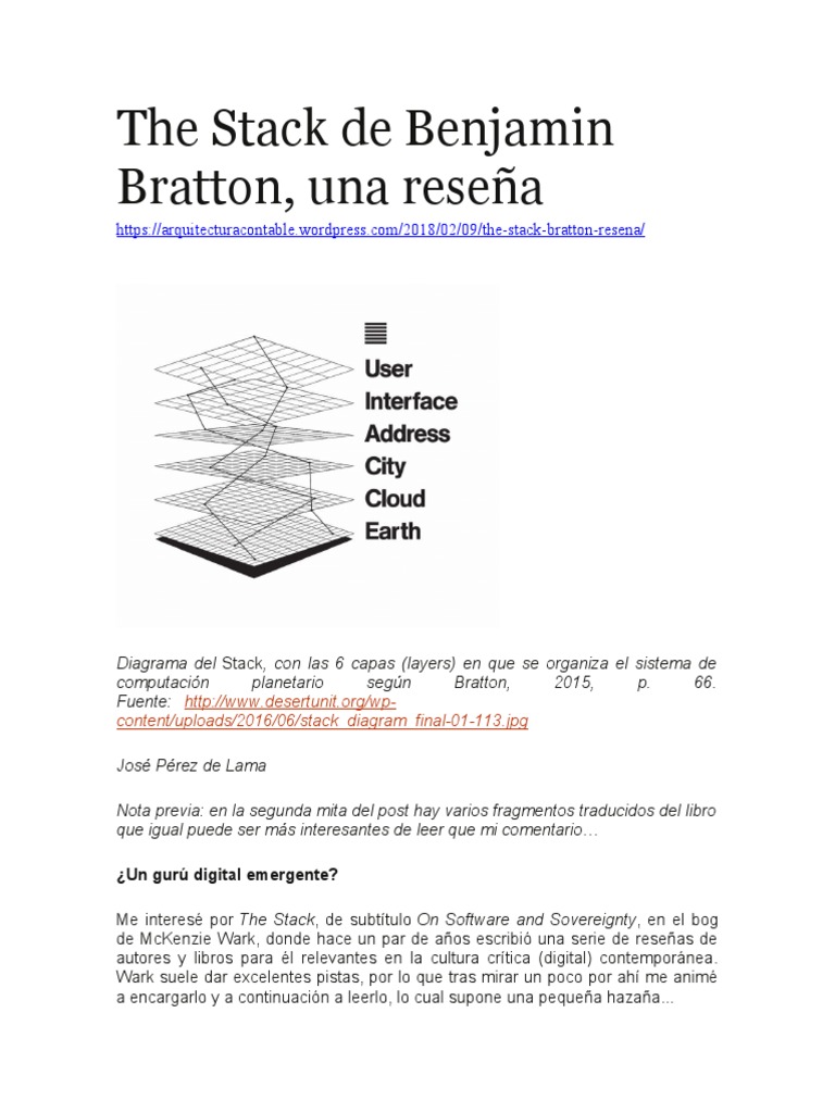 The Stack De Benjamin Bratton Pdf Modelo Osi Computación En La Nube