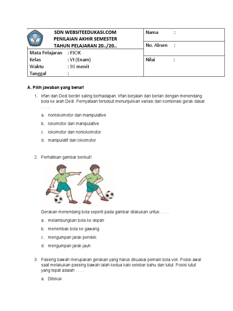 Soal Pas Pjok Kelas 6 K13 | PDF
