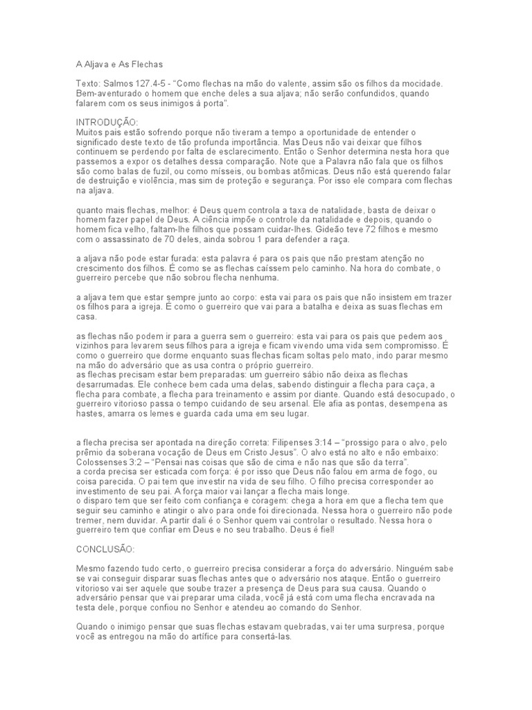 A Aljava e As Flechas | PDF | Flecha | Deus