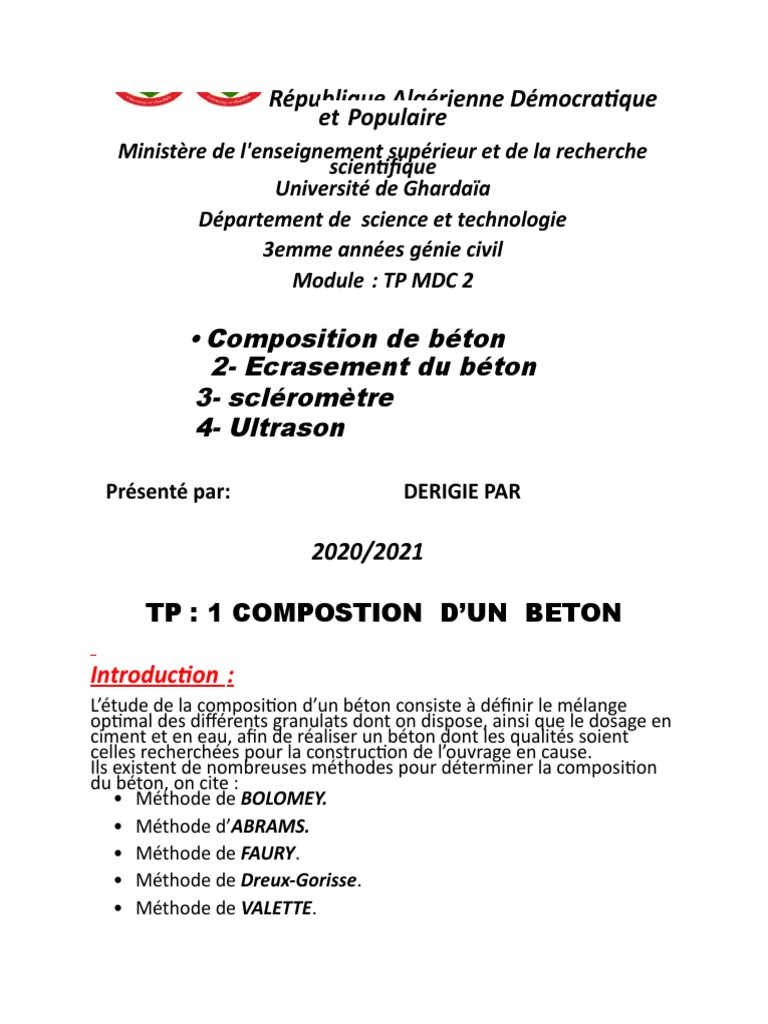 Les TP MDC | PDF | Béton | Dureté (matériau)