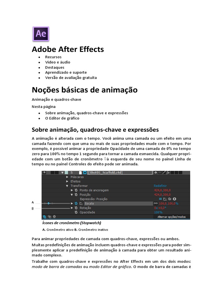 Adobe After Effects - Noções Básicas de Animação | PDF | Tempo ...