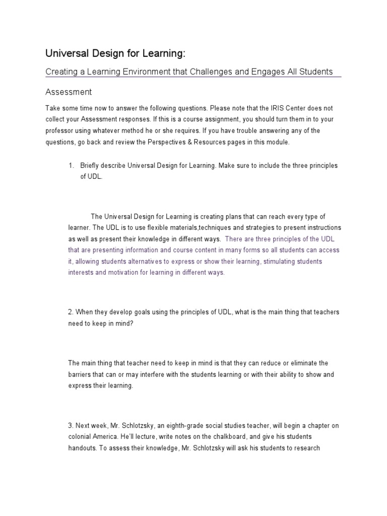 UDL Lesson Planning and Principles | PDF | Learning | Lesson Plan