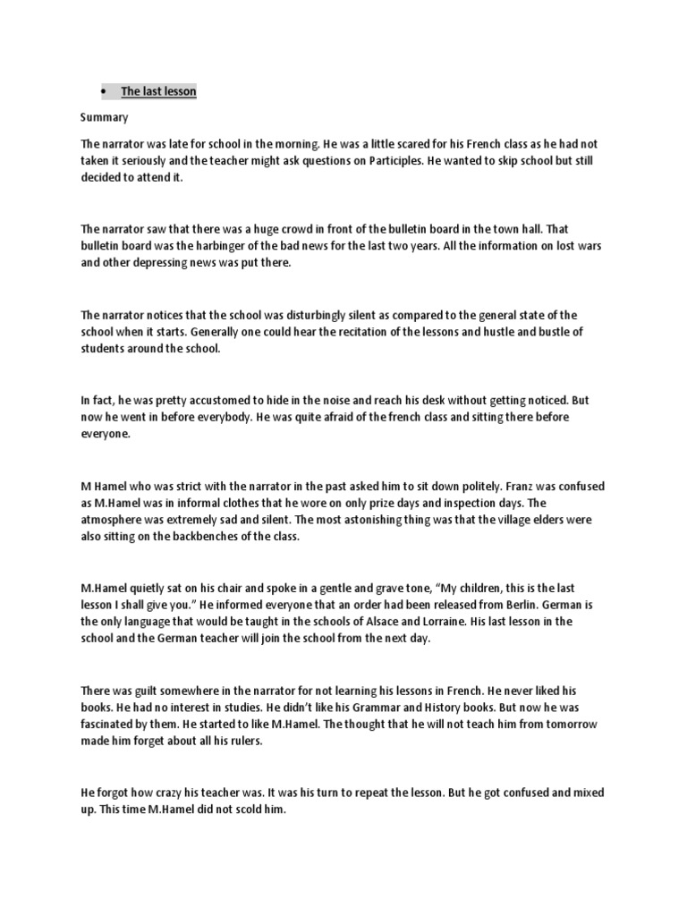 The Last Lesson | PDF